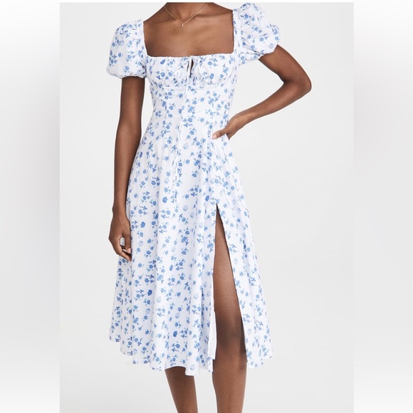 o.p.t. | Dresses | Nwt White And Blue Floral Prairie Style Cotton ...